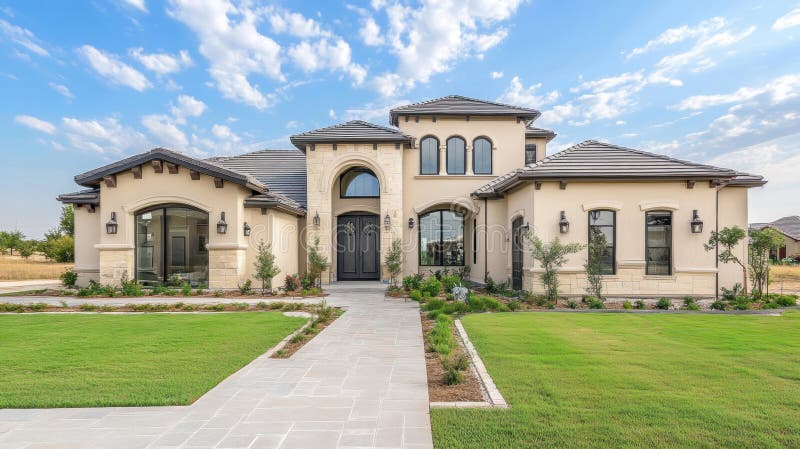 A Large House with a Walkway Leading To it Stock Illustration ...