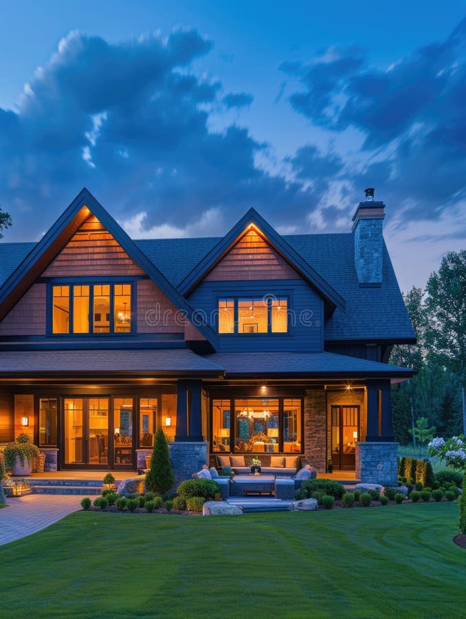 Large House with Large Yard and Fireplace Stock Photo - Image of door ...