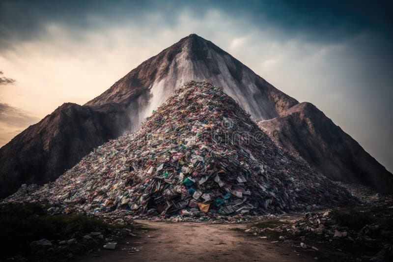 Large Huge Mountain of Plastic Garbage on Ground Overflowing Garbage ...
