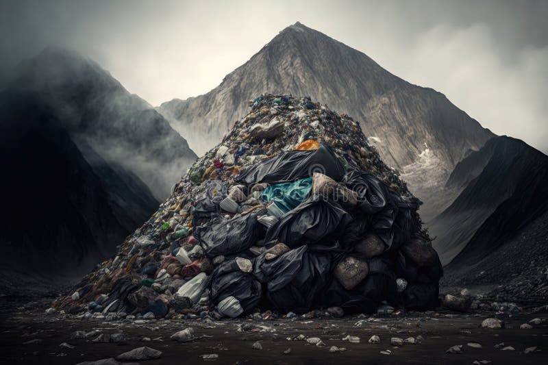 Large Huge Mountain of Plastic Garbage on Ground Overflowing Garbage ...