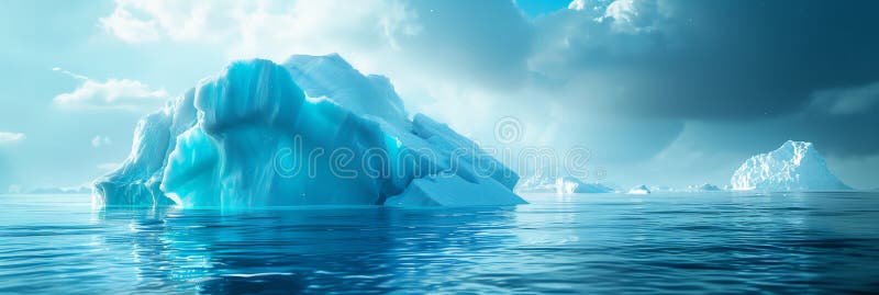 A Large Ice Block is Floating in the Ocean by AI Generated Image Stock ...