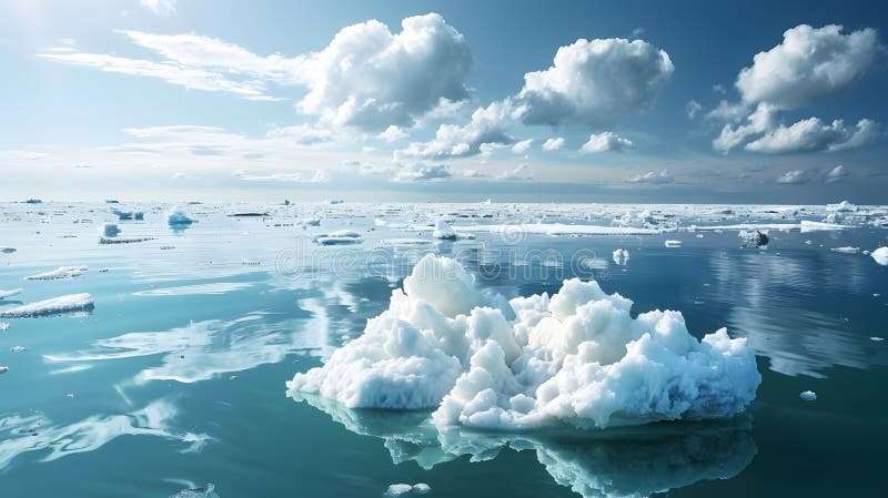 A Large Ice Block Floating in the Ocean Generated by AI Stock ...
