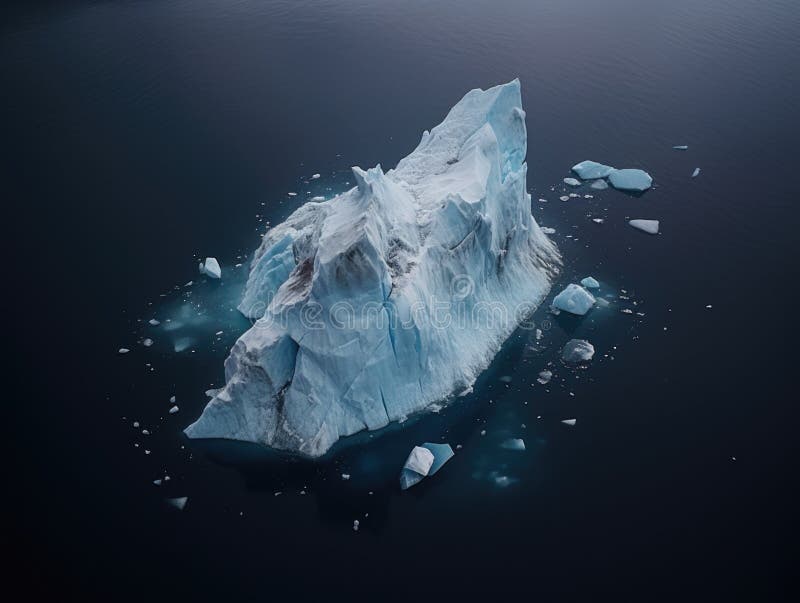 A Large Ice Block Floating in the Ocean. the Ice is Surrounded by Water ...