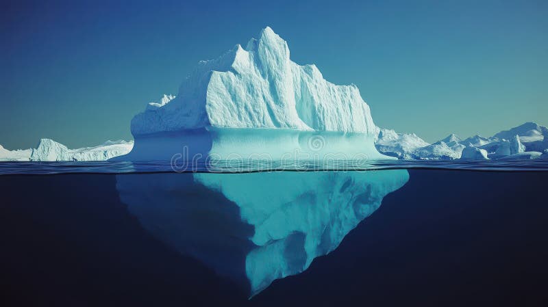 A Large Ice Block is Floating in the Ocean Stock Illustration ...