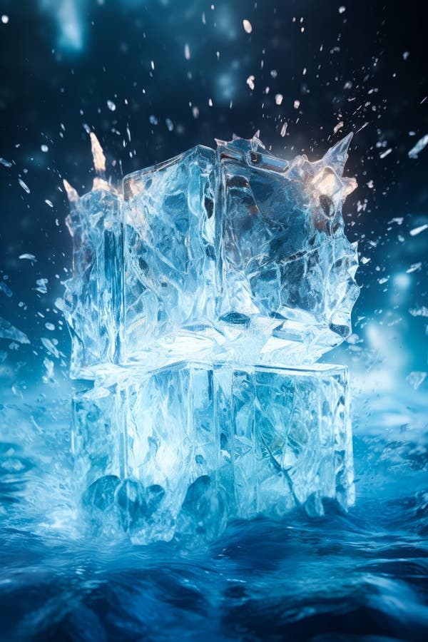 Large Ice Block Floating in the Water with Ice Flakes. Generative AI ...