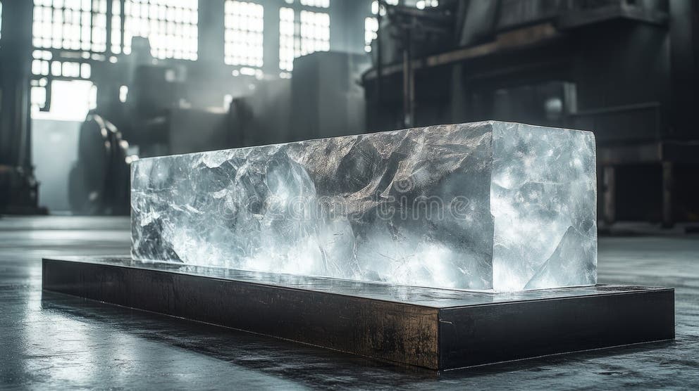 Large Ice Block in an Industrial Setting Stock Image - Image of cooling ...