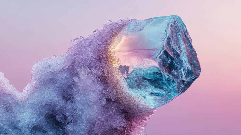 A Large Ice Block Melts on the Ground, Showcasing the Effects of Warmth ...