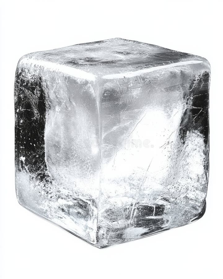 Large Ice Cube, Isolated on White Background, Ice Block, Crystal ...