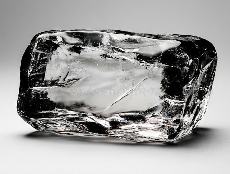 A Large Ice Cube Sitting on Top of a Table Stock Image - Image of color ...