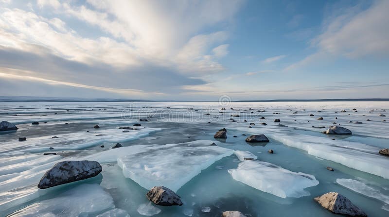 Breathtaking Landscape of Ice and Water Under a Cloudy Sky at a Remote ...