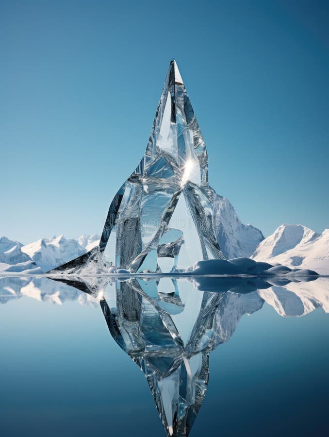 A Large Ice Sculpture in the Middle of a Body of Water Stock ...