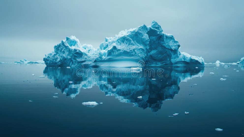 Serene Cold Scene Massive Iceberg Reflecting in Calm Water Stock ...