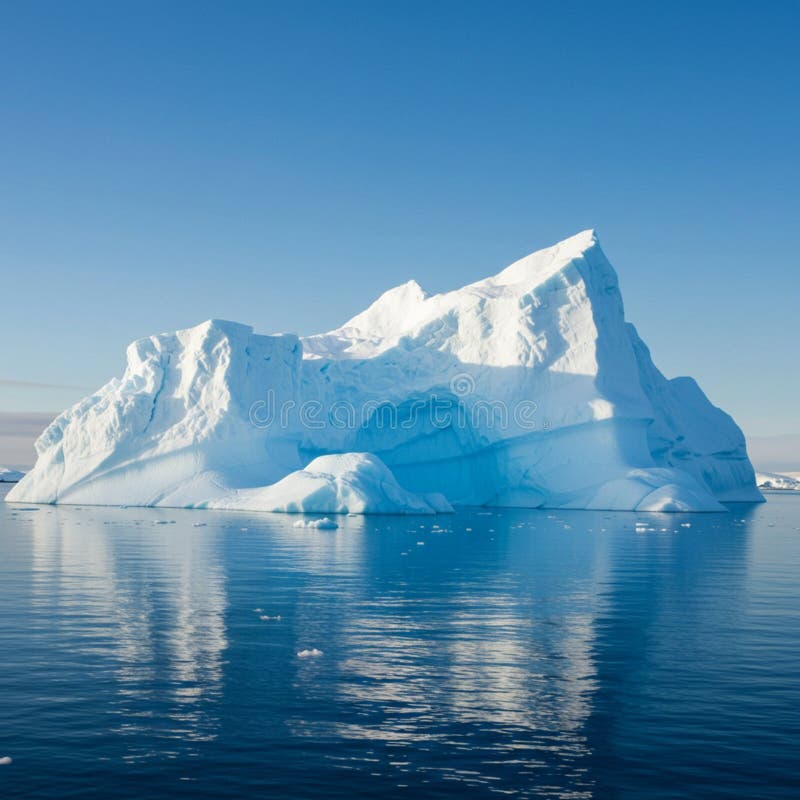 Large Iceberg Floating in Calm Blue Waters, Reflecting Sunlight. the ...