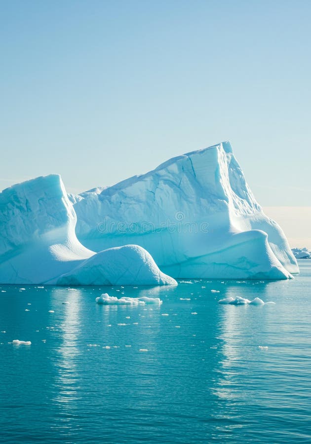 Large Iceberg Floating in Clear Blue Arctic Waters. the Iceberg Has ...