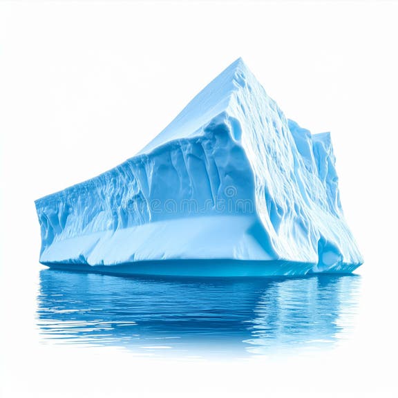 Large Iceberg Floating in Deep Blue Ocean with Reflected Image in Clear ...