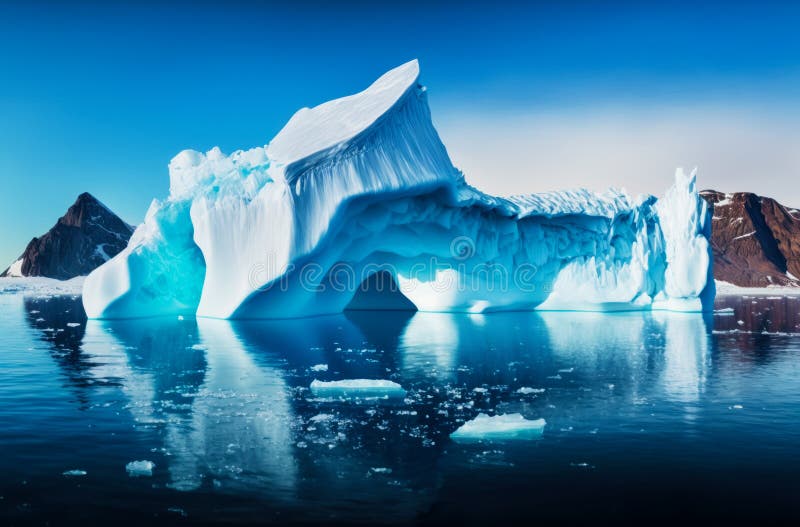 Large Iceberg Floating in the Ocean Next To Large Iceberg. Generative ...