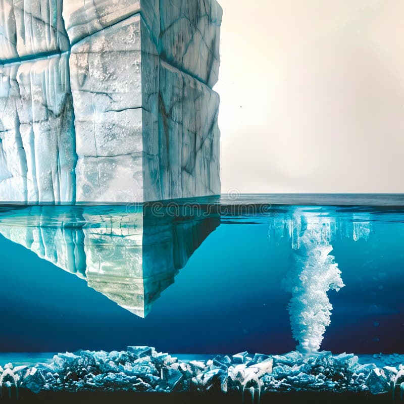 A Large Iceberg Floating in the Ocean with a Reflection of a Building ...