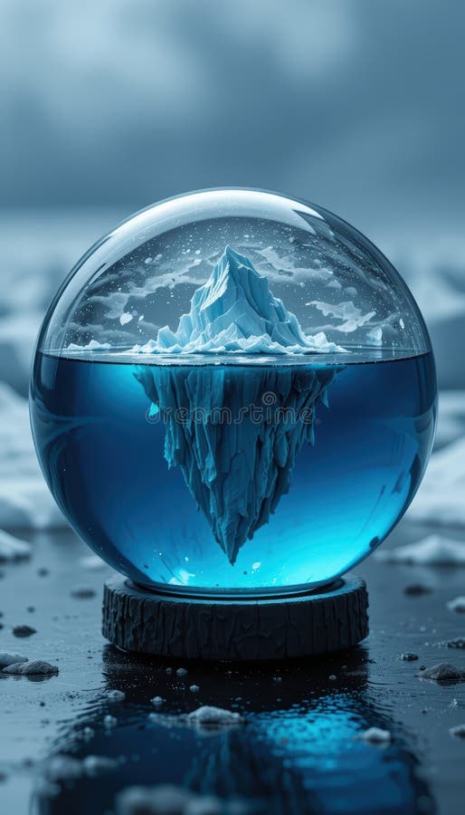 Large Iceberg Inside a Glass Sphere on a Base Stock Image - Image of ...