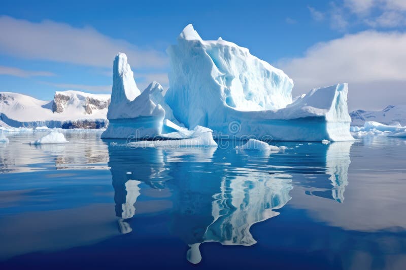 Large Iceberg Pieces Breaking Off, Captured in Mid-fall Stock ...