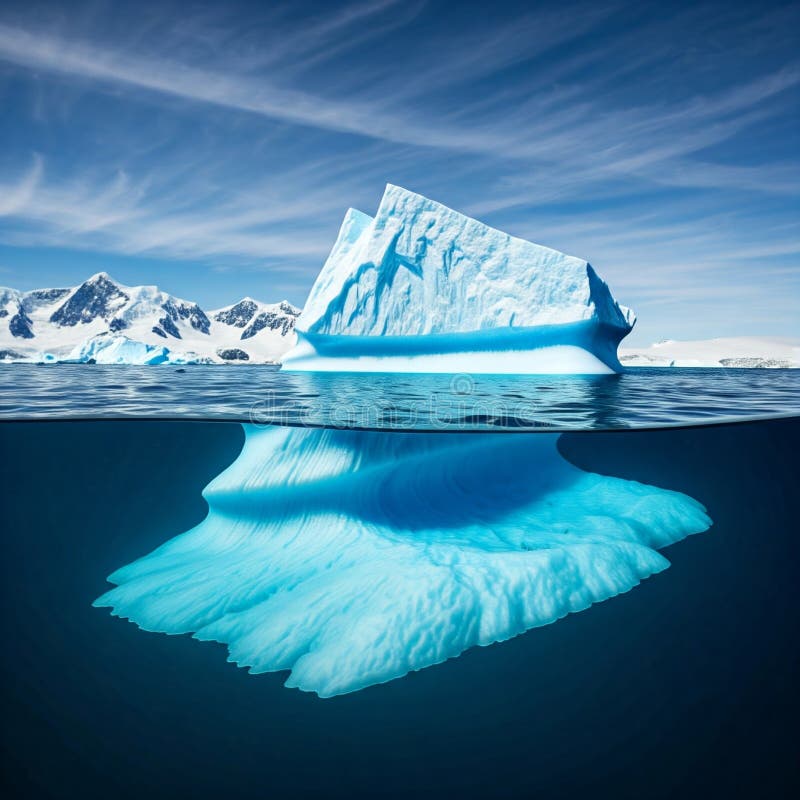 A Large Iceberg with a Small Tip Above the Water and a Large Base Under ...
