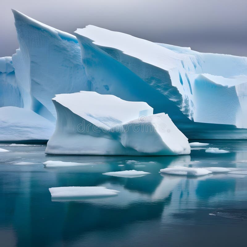 Large Icebergs, Ai-generatet Stock Illustration - Illustration of ...