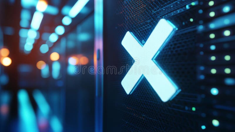 The Large X Icon is Placed Over an Advanced Server Room, Illustrating a ...