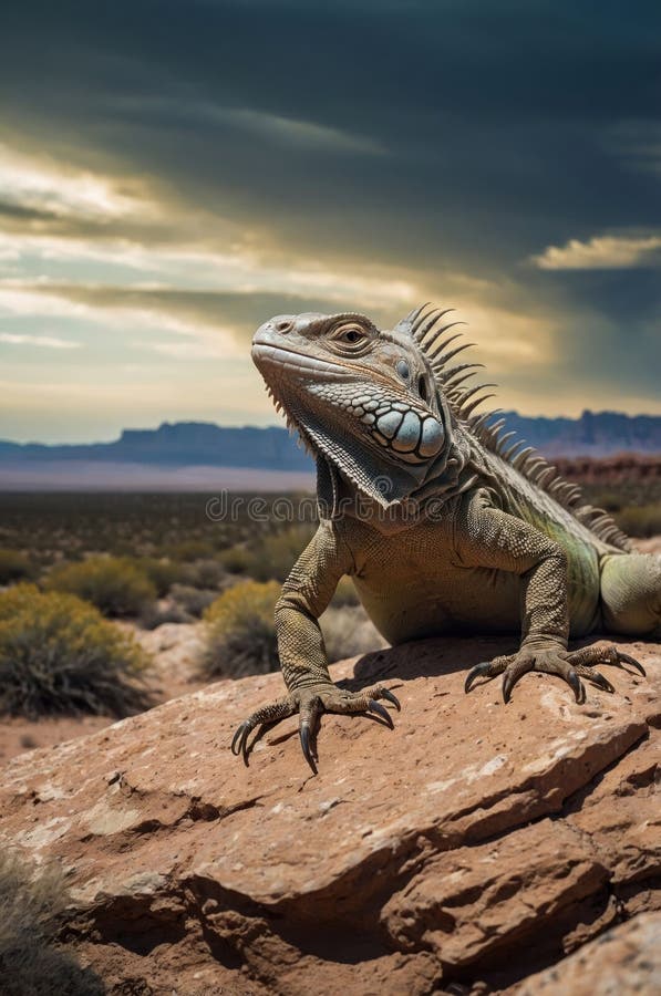 Desert Iguana Basking in the Sun on a Rock Stock Illustration ...