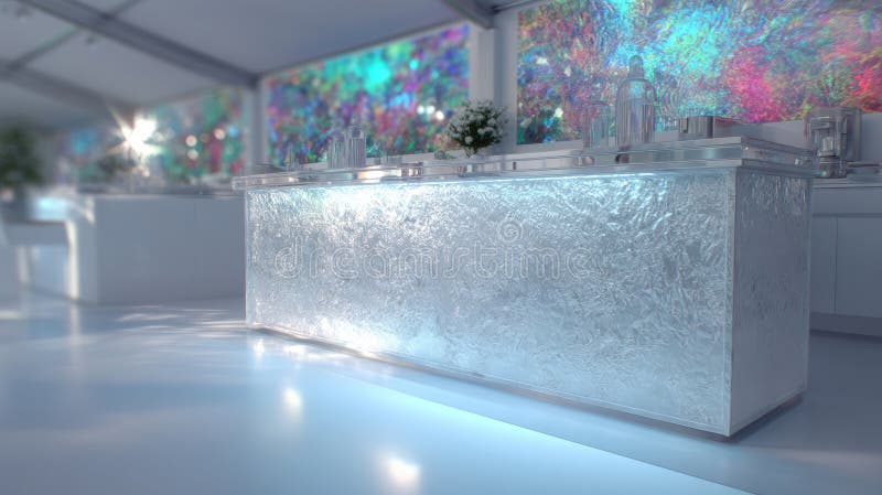 Large Illuminated Glass Counter with Bright Lights, Modern Design ...