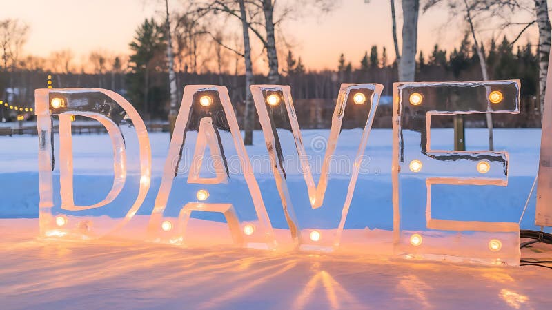 Large Illuminated Letters Spelling Out the Name Dave during Winter ...