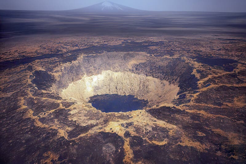 Large Impact Crater on a Barren Landscape Stock Illustration ...