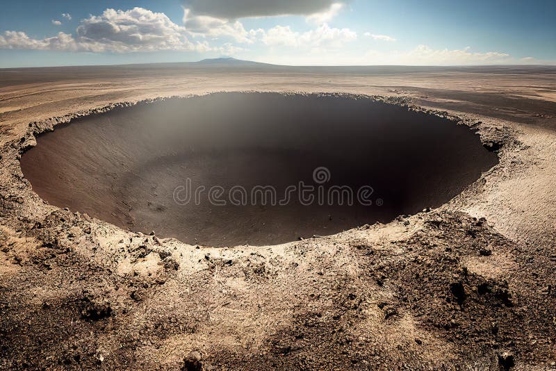Large Impact Crater on a Barren Landscape Stock Illustration ...