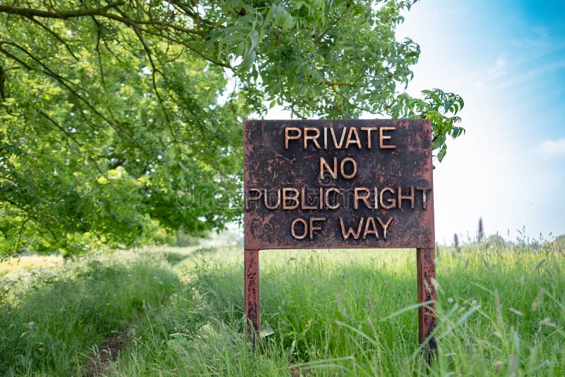 Large, Improved Warning of No Public Right of Way Sign. Stock Image ... Large, Improved Warning of No Public Right of Way Sign. Stock Image ...