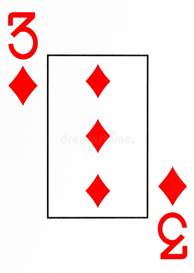 Large Index Playing Card 3 of Diamonds Stock Image - Image of casino ...