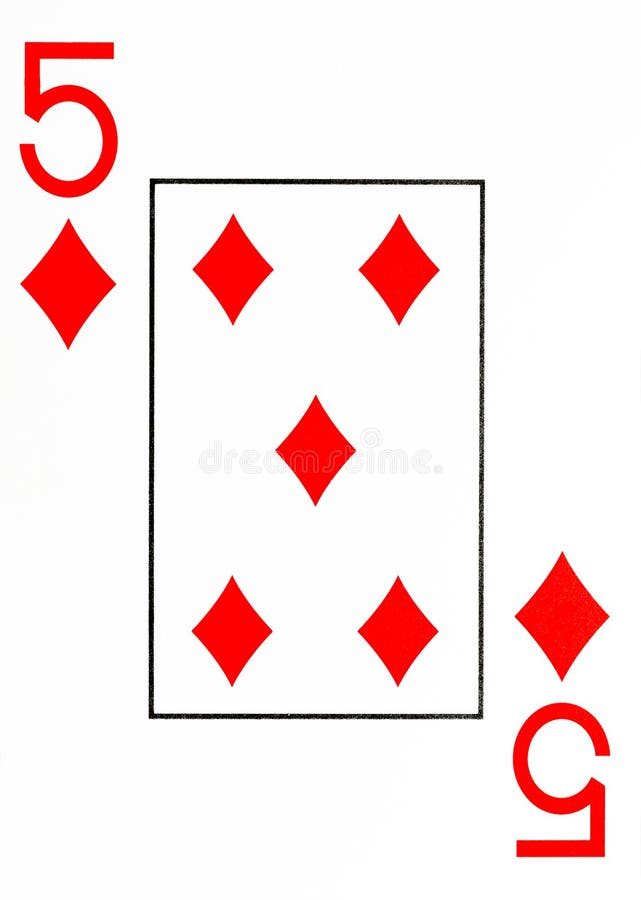 Large Index Playing Card 5 of Diamonds Stock Illustration ...
