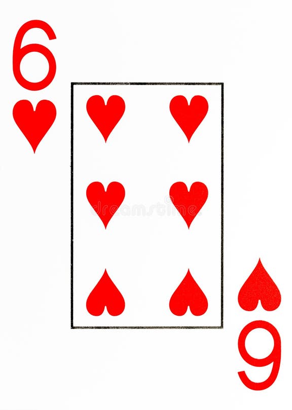 Large Index Playing Card 6 of Hearts Stock Photo - Image of index ...