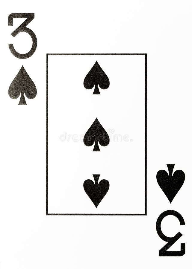 Large Index Playing Card 3 of Spades Stock Image - Image of gameplay ...