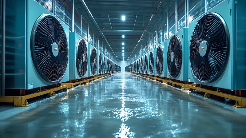 Large Industrial Air Conditioning System in Perspective View Inside ...