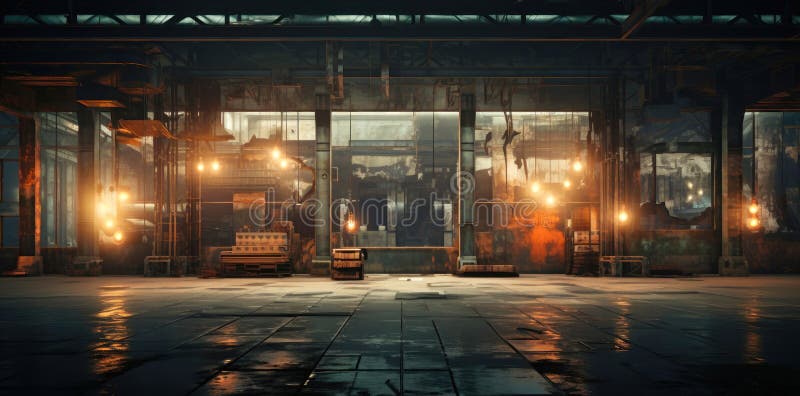 Large Industrial Building with Abundant Windows Stock Illustration ...