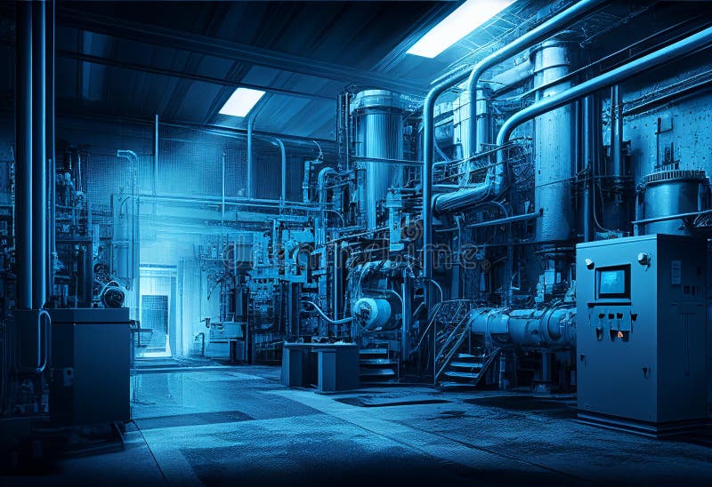 Large Industrial Building in Blue Colors. AI Generated Stock ...