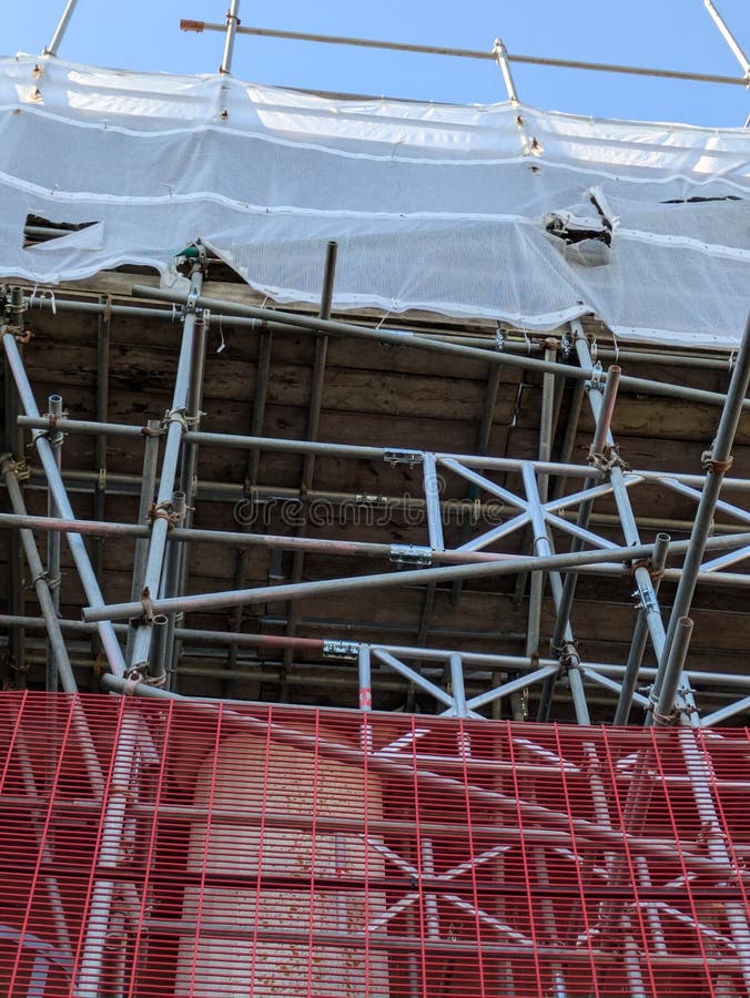 Large Industrial Building Covered and Surrounded with Scaffolding Stock ...