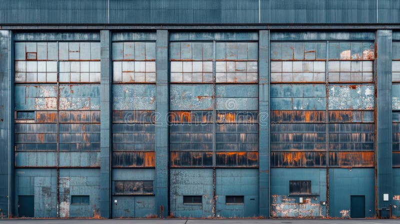 Large Industrial Building Facade with Peeling Paint and Rust Stock ...