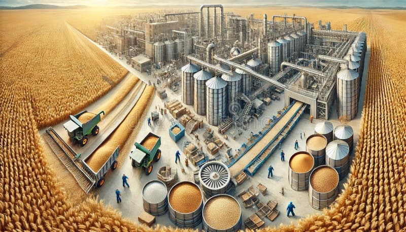 Grain Processing. Production Stock Photo - Image of skyscraper ...