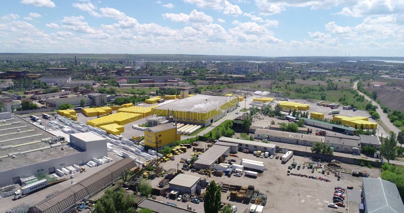 Large Industrial Complex Top View, Modern Factory Drone View Stock ...