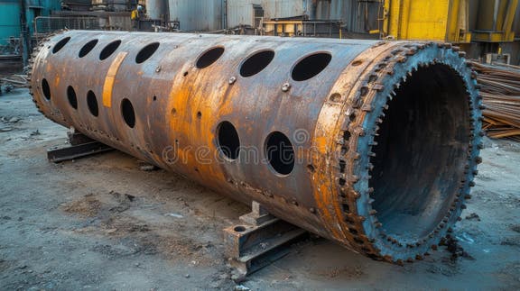 Large Industrial Cylindrical Structure with Multiple Holes and a Rugged ...