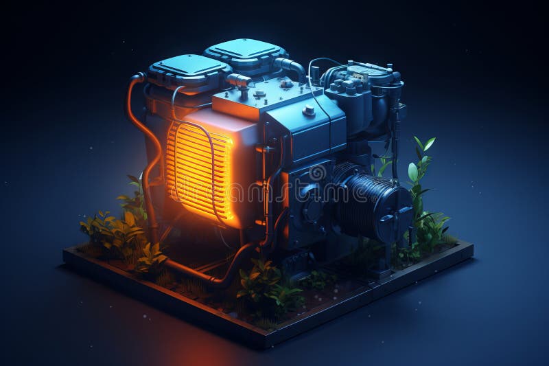 Large Industrial Engine with Yellow Light on it S Side. Generative AI ...