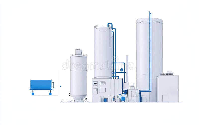 Industrial Facility Featuring Large Storage Silos and Processing ...