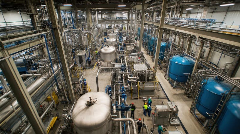 A Large Industrial Facility with Interconnected Machinery and Storage Tanks for Processing Stock ...