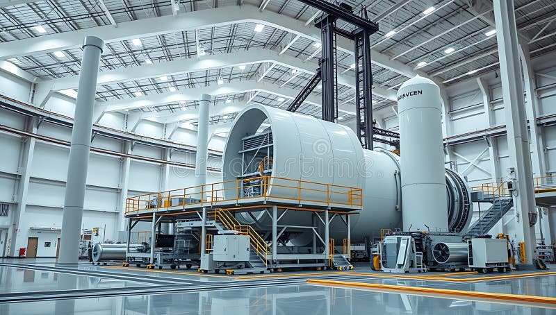 Large Industrial Facility Wind Turbine Component Assembly Stock ...