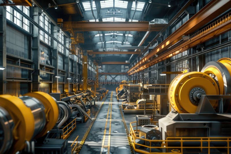 A Large Industrial Factory with Many Machines and Equipment Inside ...