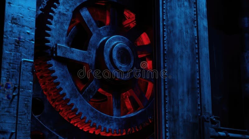 Large Industrial Gear Rotating Inside Heavy Machinery in Dramatic ...